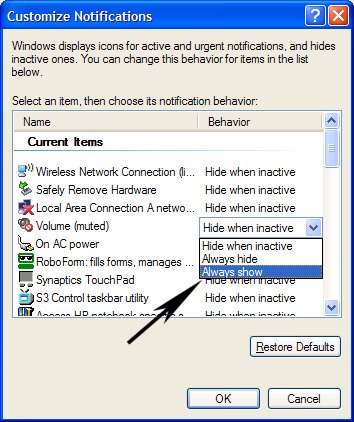 Keeping Icons Visible in the System Tray